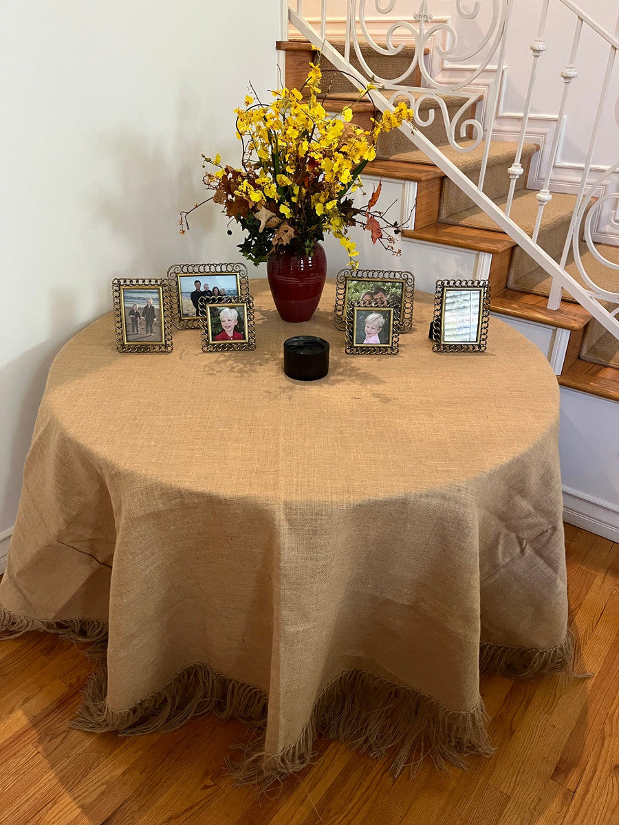 Round Burlap Tablecloth