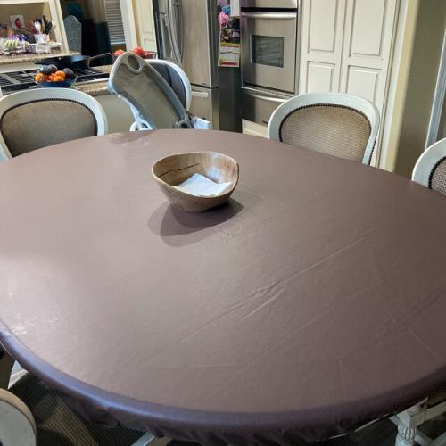 Oval Vinyl Fitted Table Topper With Elastic