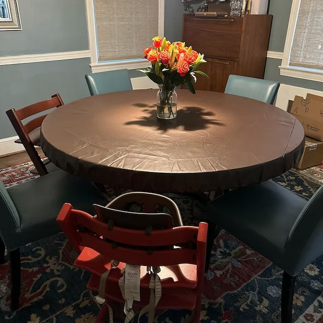 Round Vinyl Fitted Tablecloth With Elastic