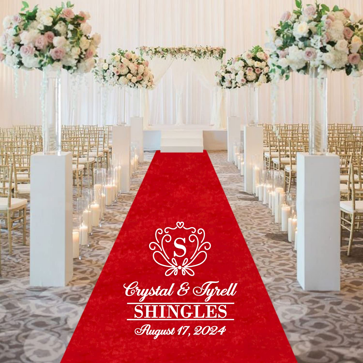 Custom Printed Red Velvet Wedding Aisle Runner Special