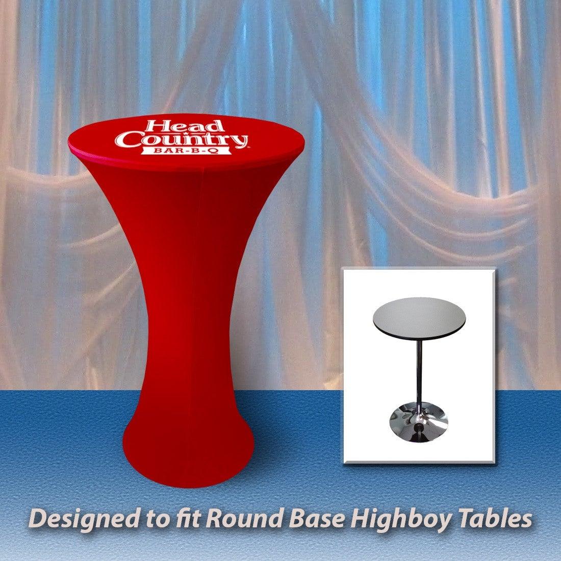 Custom Printed Spandex Cocktail Table Cover For Round Base Table