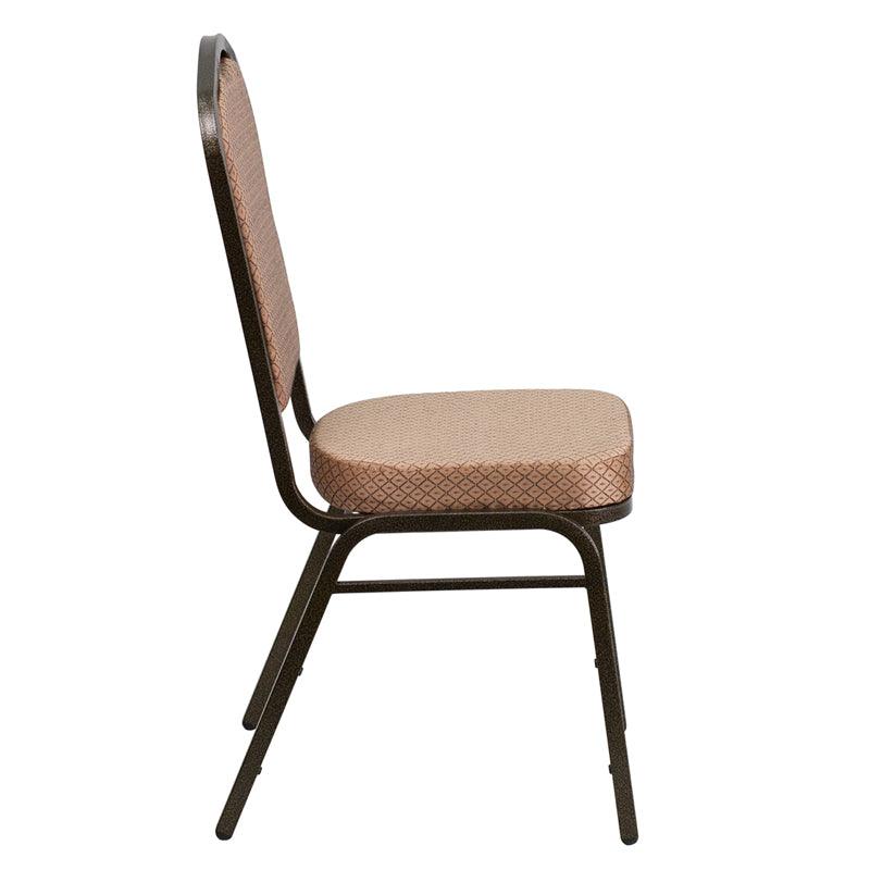 Gold Diamond Patterned Fabric Stacking Banquet Chair, Gold Frame