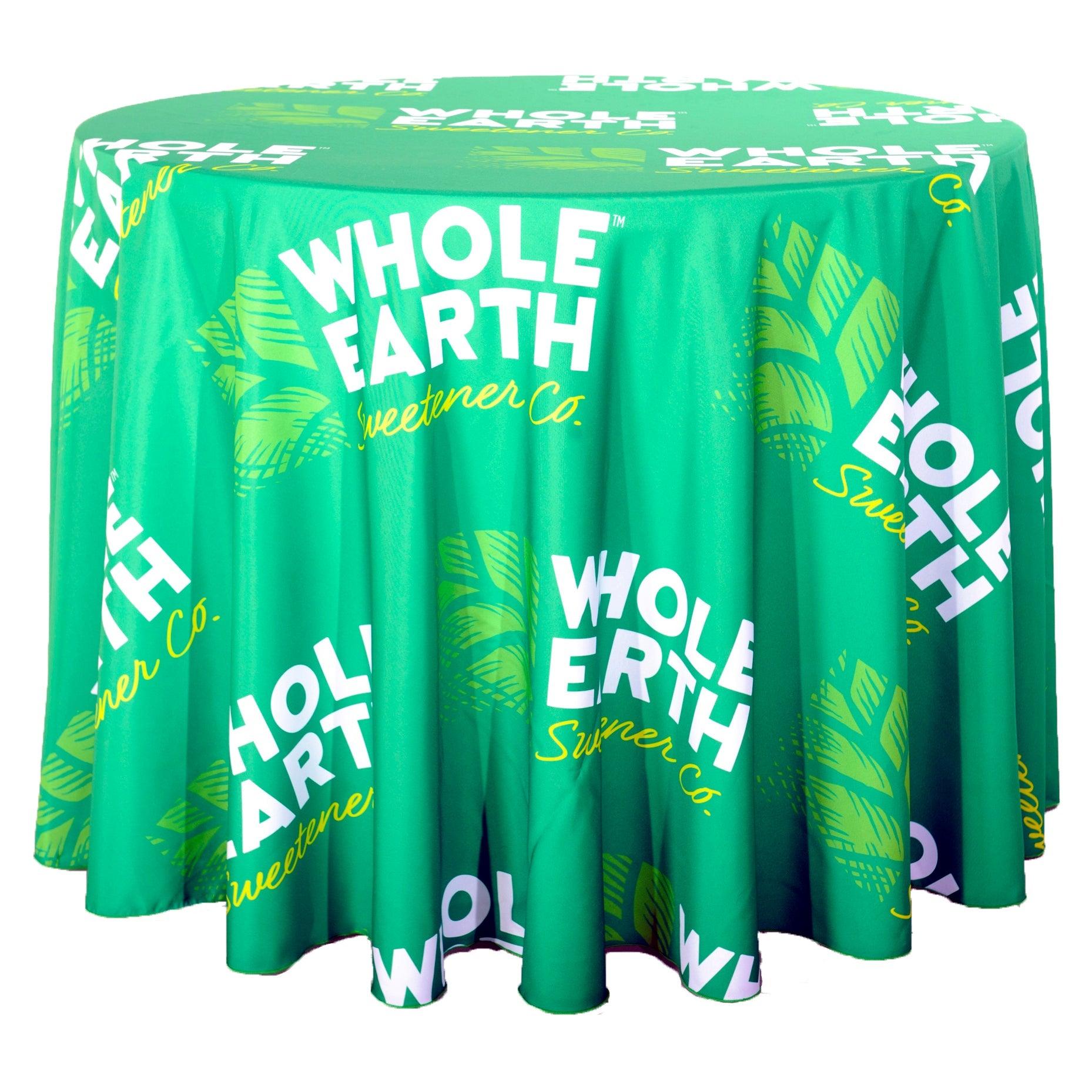 Custom Printed Poly Round Logo Tablecloth, All Over Print