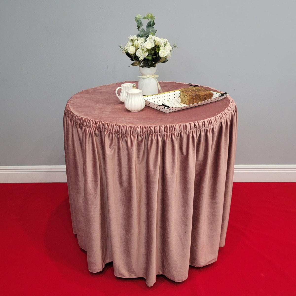 Round Fitted Tablecloth 42" Height Velvet