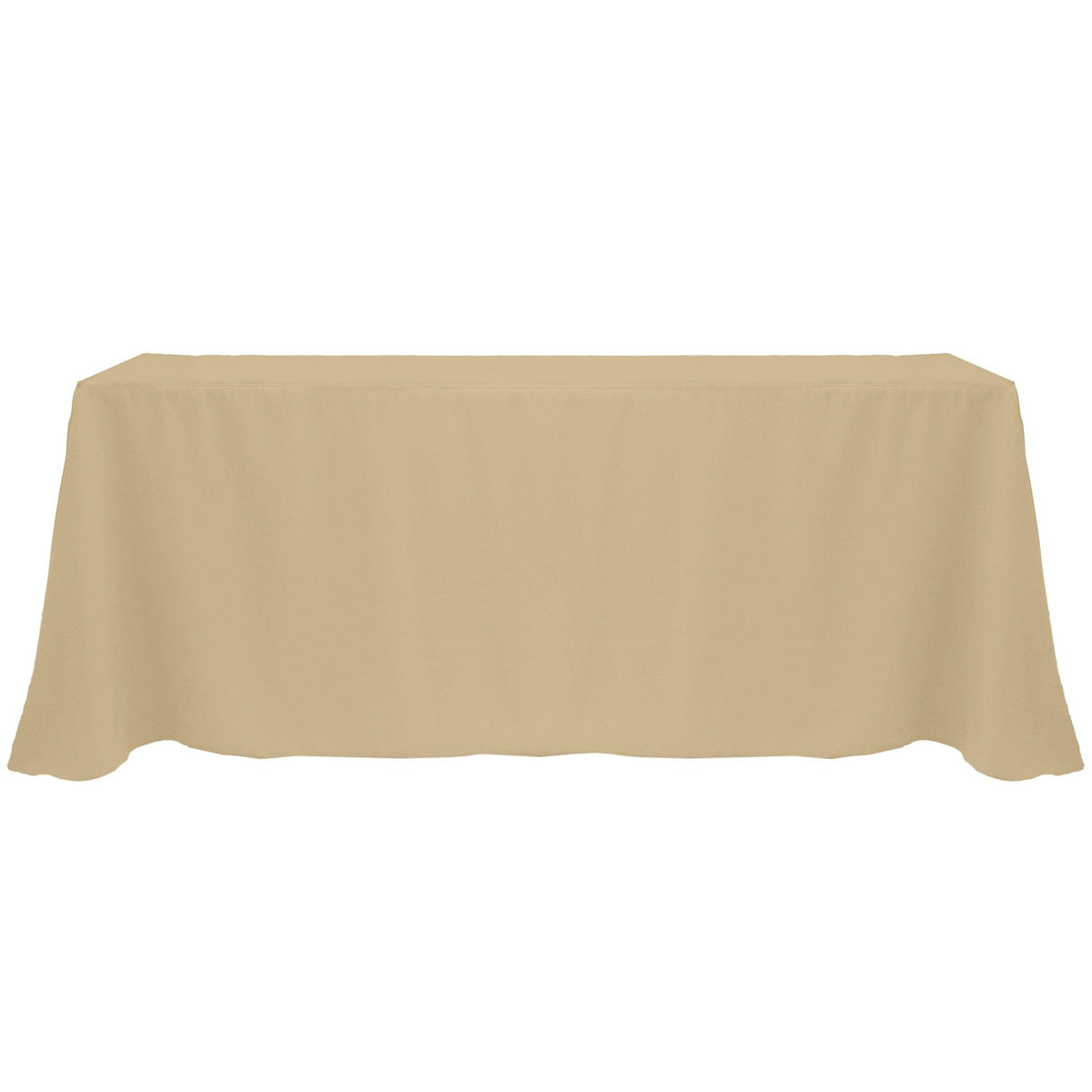 Tan 90" x 156" Rectangular Poly Premier Tablecloth