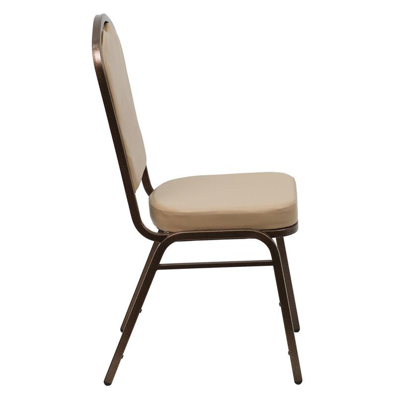 Tan Vinyl Stacking Banquet Chair, Copper Frame
