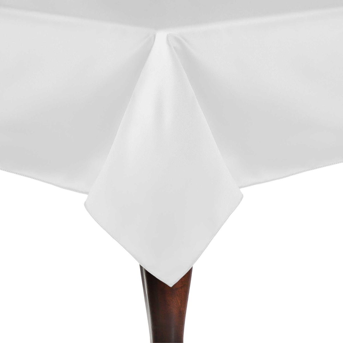 White 90" x 90" Square Duchess Satin Tablecloth